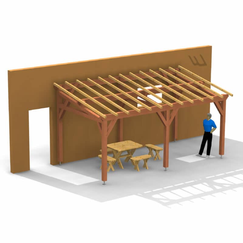 Appentis 1 Pan L 6 Poteaux 6x3 - Wood Structure Charpente Bois
