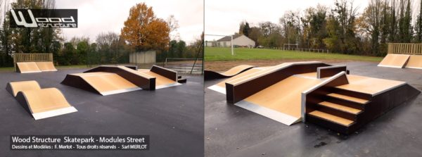 Module Skate Roller et Bmx pour Pro et Collectivité - Wood Structure