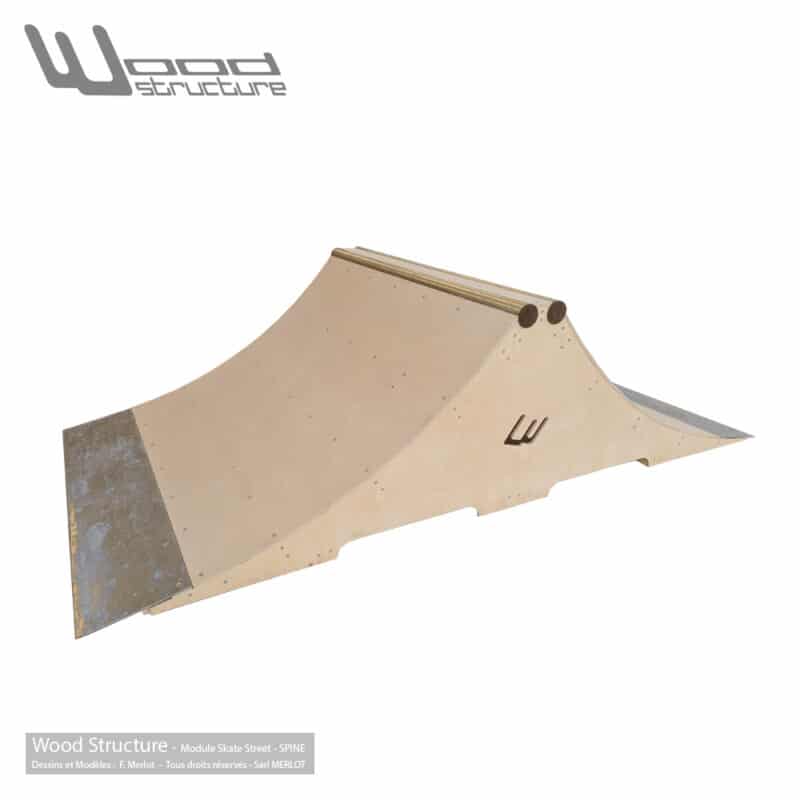 Quarter Pipe Spine Rampe H60L120 - Wood Structure Skatepark