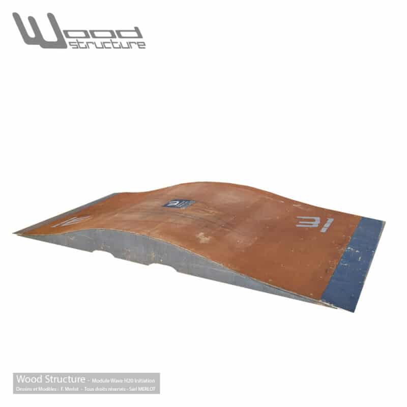 Wave Skate Rampe H20L120 - Wood Structure Skatepark