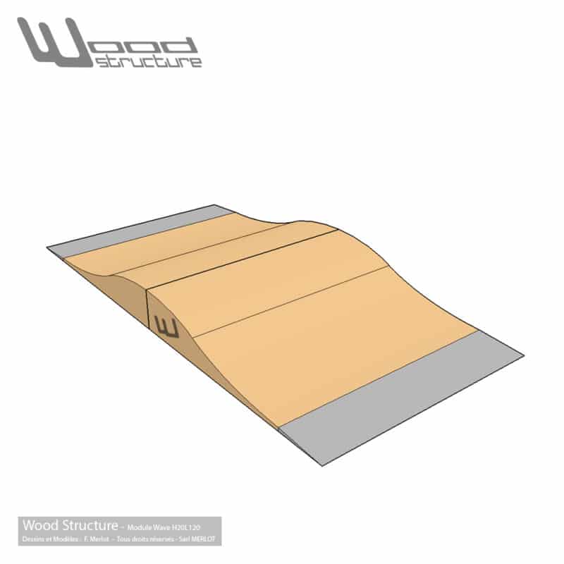 Wave Skate Rampe H20L120 - Wood Structure Skatepark