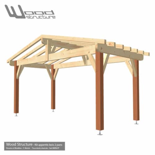 Appentis 2 Pans 4.3 x 2.1 m - Wood Structure
