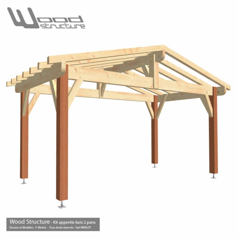 Appentis 2 Pans 4.3 x 2.1 m - Wood Structure