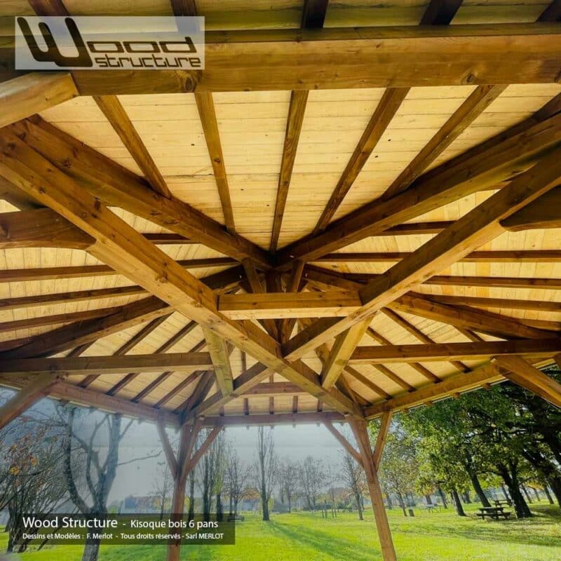 Kiosque bois 6 pans - 6 m - Wood Structure