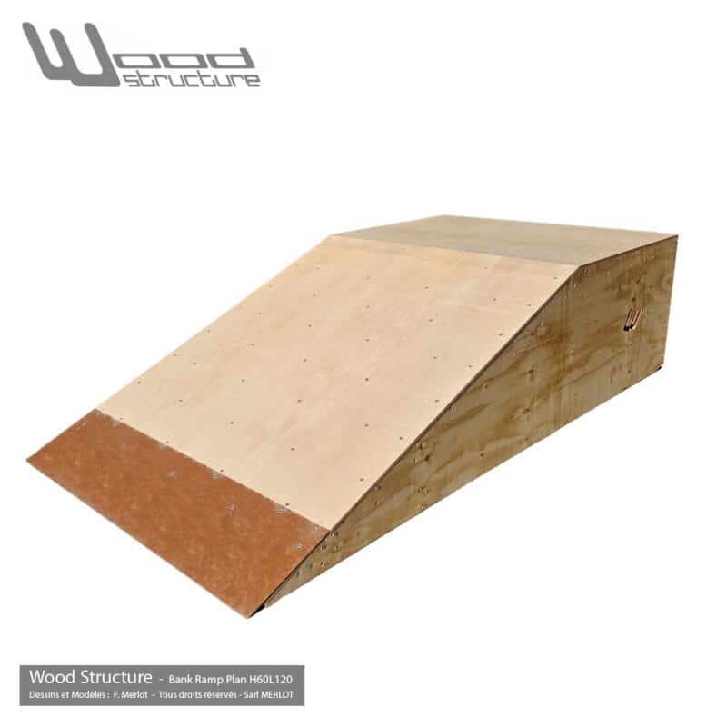 Bank Rampe Skate H60L120 - Wood Structure Skatepark